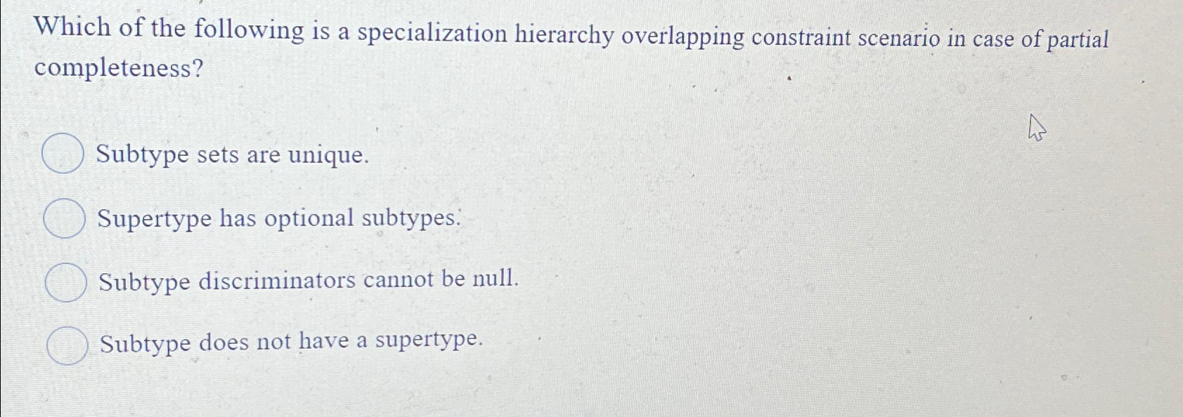 Solved Which of the following is a specialization hierarchy | Chegg.com