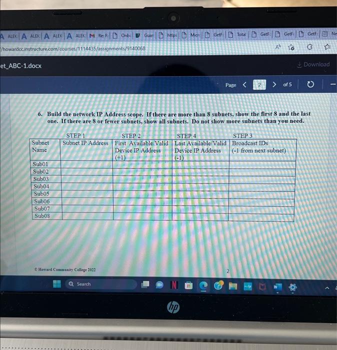 Solved 6. Build the network IP Address scope. If there are | Chegg.com