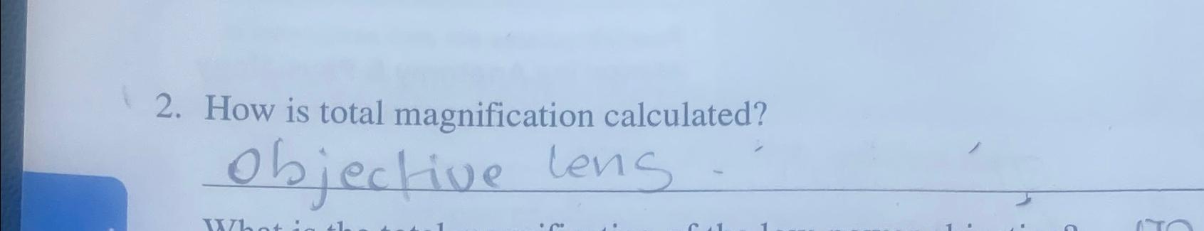 Solved How is total magnification calculated?objective lens | Chegg.com