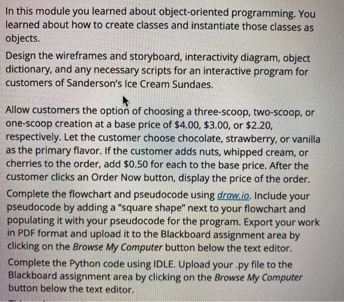 Solved In this module you learned about object-oriented | Chegg.com