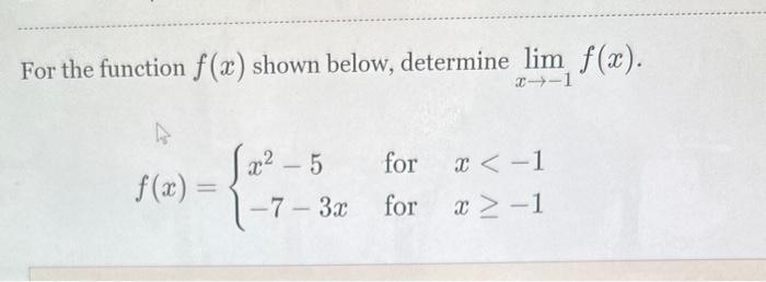 Solved For the function f(x) shown below, determine | Chegg.com