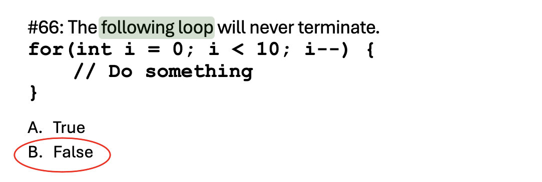 Solved #66: The following loop will never terminate.for (int | Chegg.com