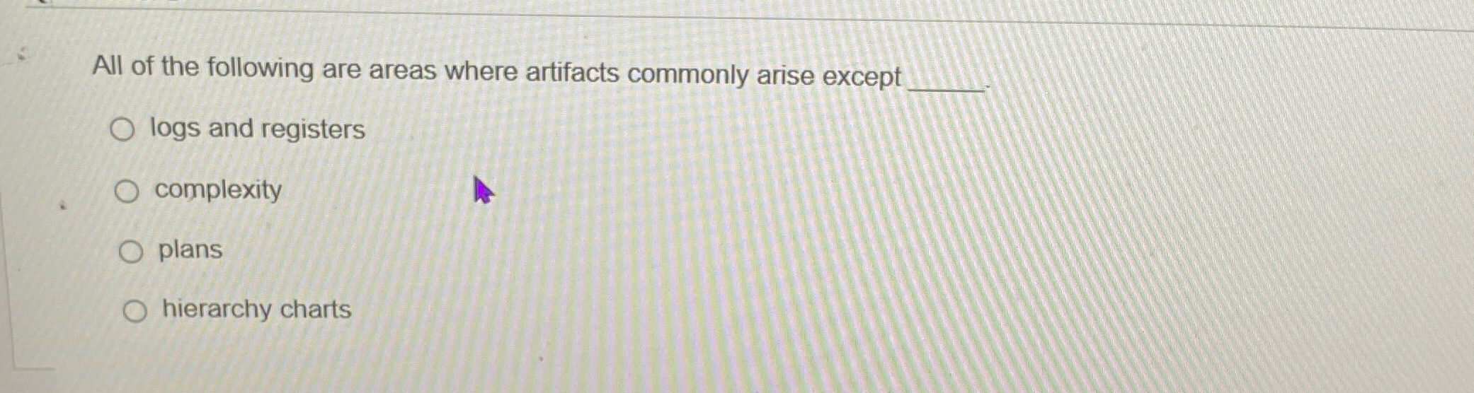 Solved All of the following are areas where artifacts | Chegg.com