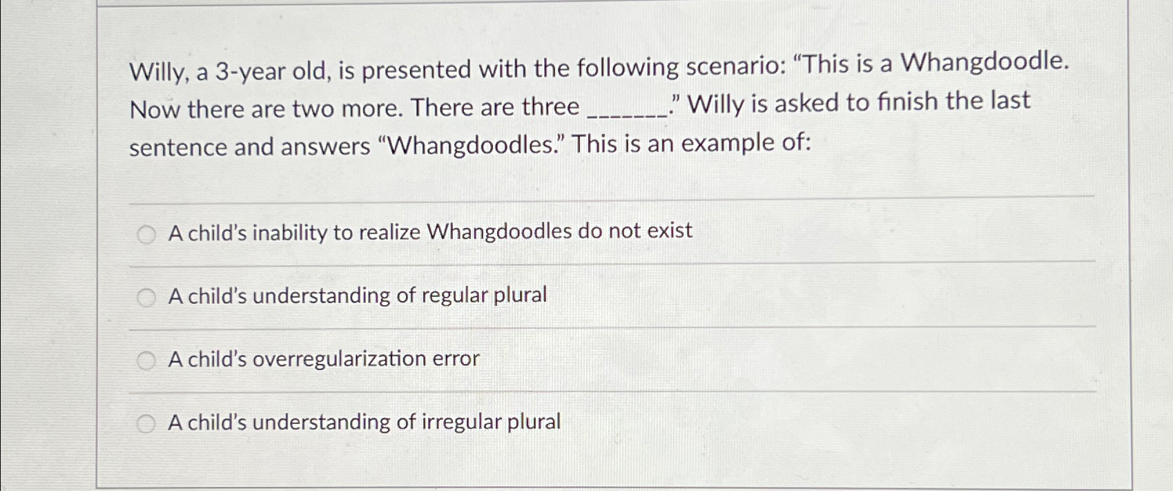 Solved Willy, a 3-year old, is presented with the following | Chegg.com