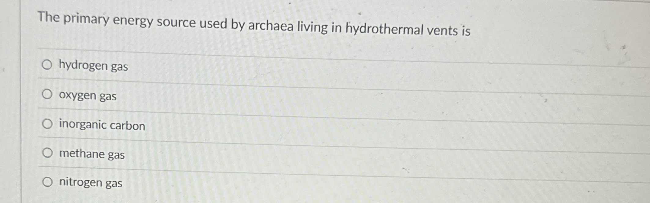 Solved The primary energy source used by archaea living in | Chegg.com