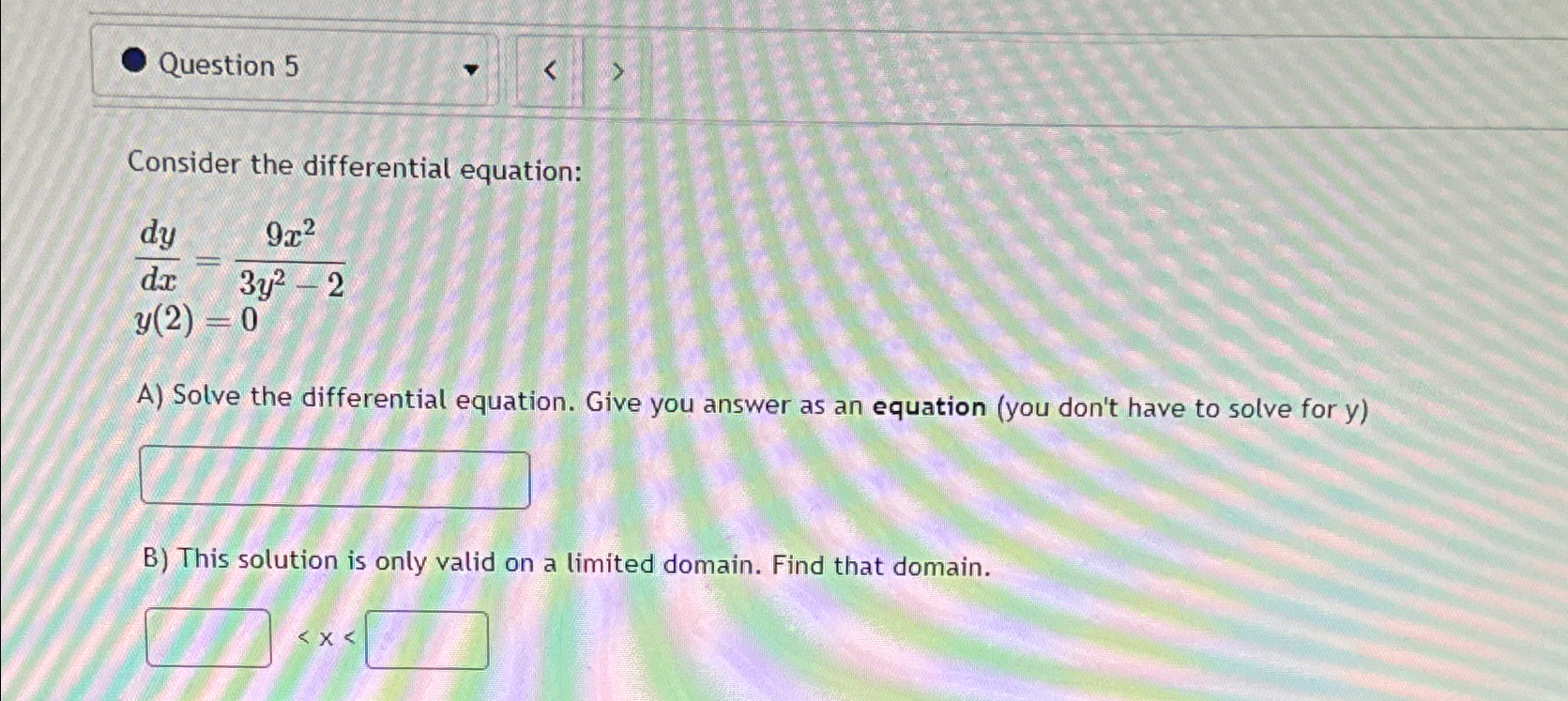 Solved Question 5Consider the differential | Chegg.com