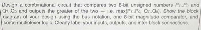 Solved Design a combinational circuit that compares two | Chegg.com