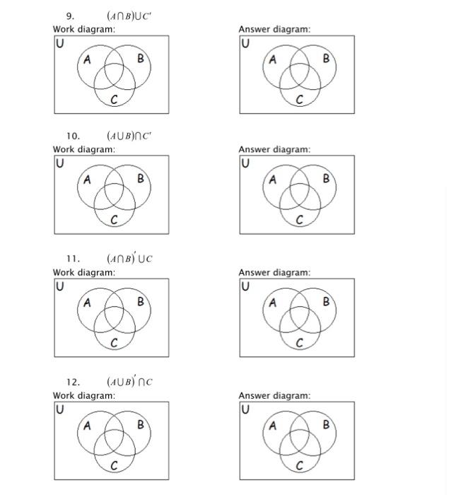 Solved 9 A∩b ∪c′ Work Diagram Answer Diagram 10