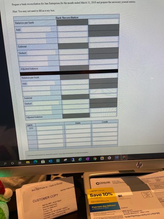 Solved QUESTION 20 Oscar Myrte the March bank statement for | Chegg.com