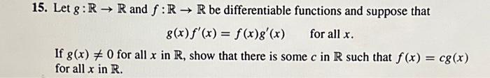 Solved 15. Let g: RR and f: R→ R be differentiable functions | Chegg.com