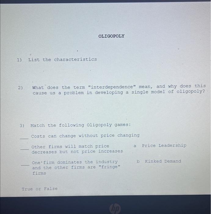 Solved 1) List the characteristics 2) What does the term | Chegg.com