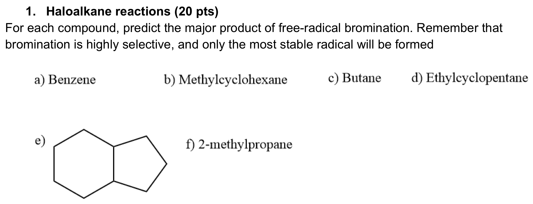 Solved Haloalkane reactions ( 20 ﻿pts)For each compound, | Chegg.com