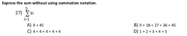 Solved Express the sum without using summation notation. 27) | Chegg.com