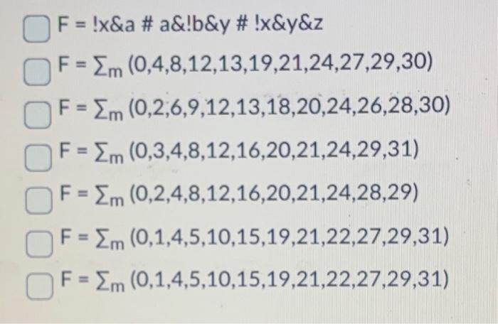 Solved Which of the below corresponds to the correct boolean | Chegg.com