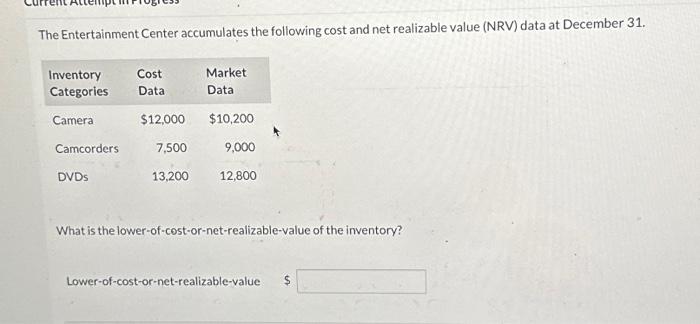 Solved The Entertainment Center accumulates the following | Chegg.com