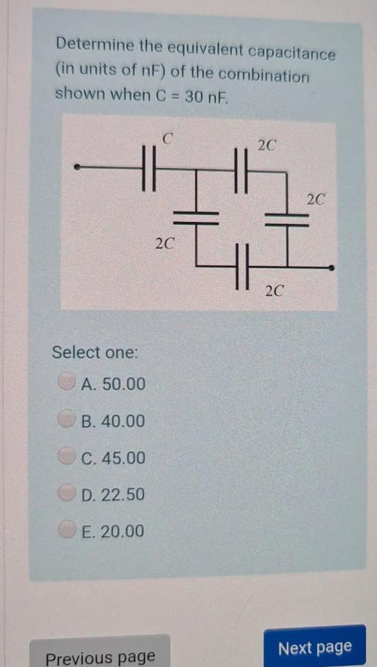 Solved Determine the equivalent capacitance (in units of nF) | Chegg.com