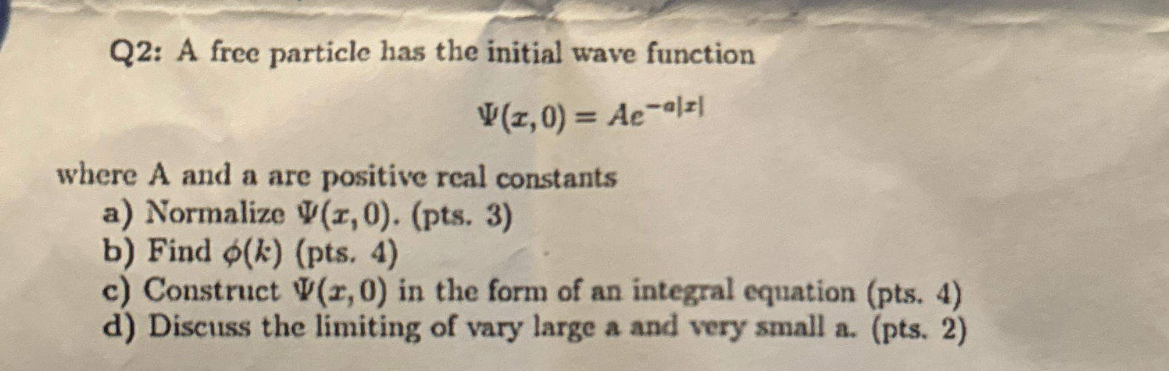 Solved Q2: A free particle has the initial wave | Chegg.com