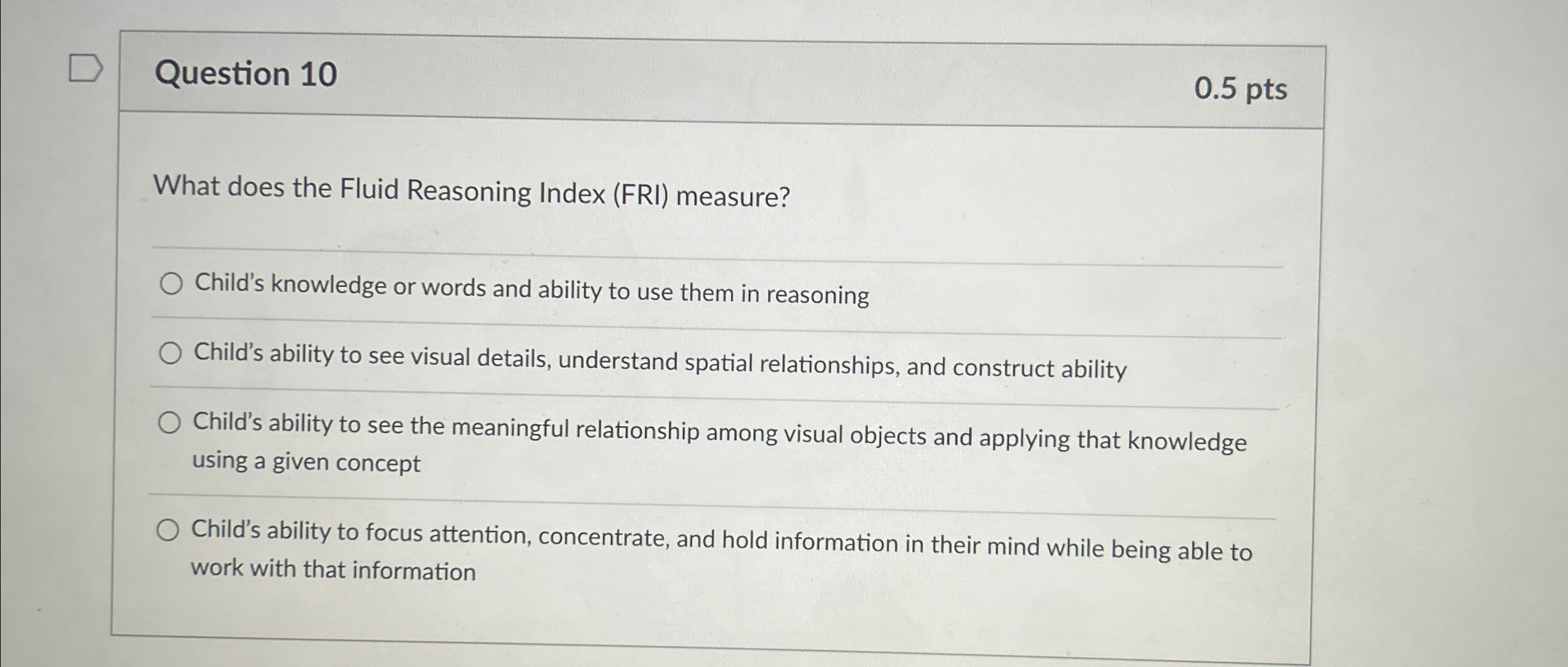 Solved Question 100.5ptsWhat does the Fluid Reasoning Index | Chegg.com