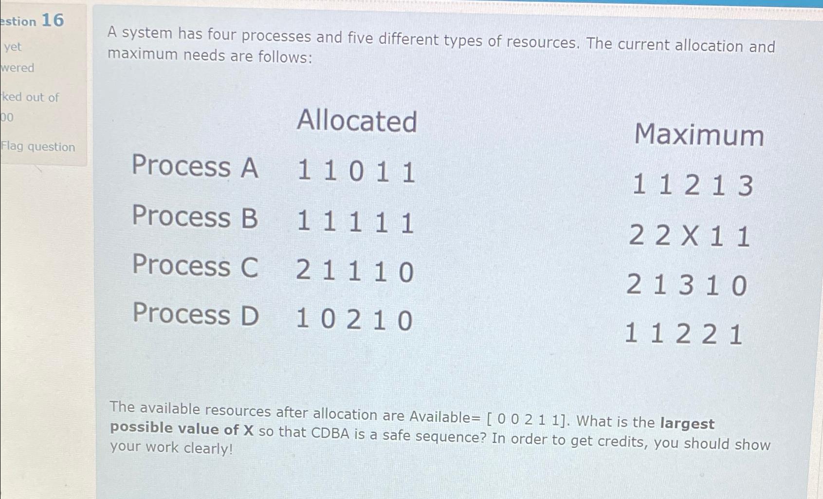 Solved A system has four processes and five different types | Chegg.com