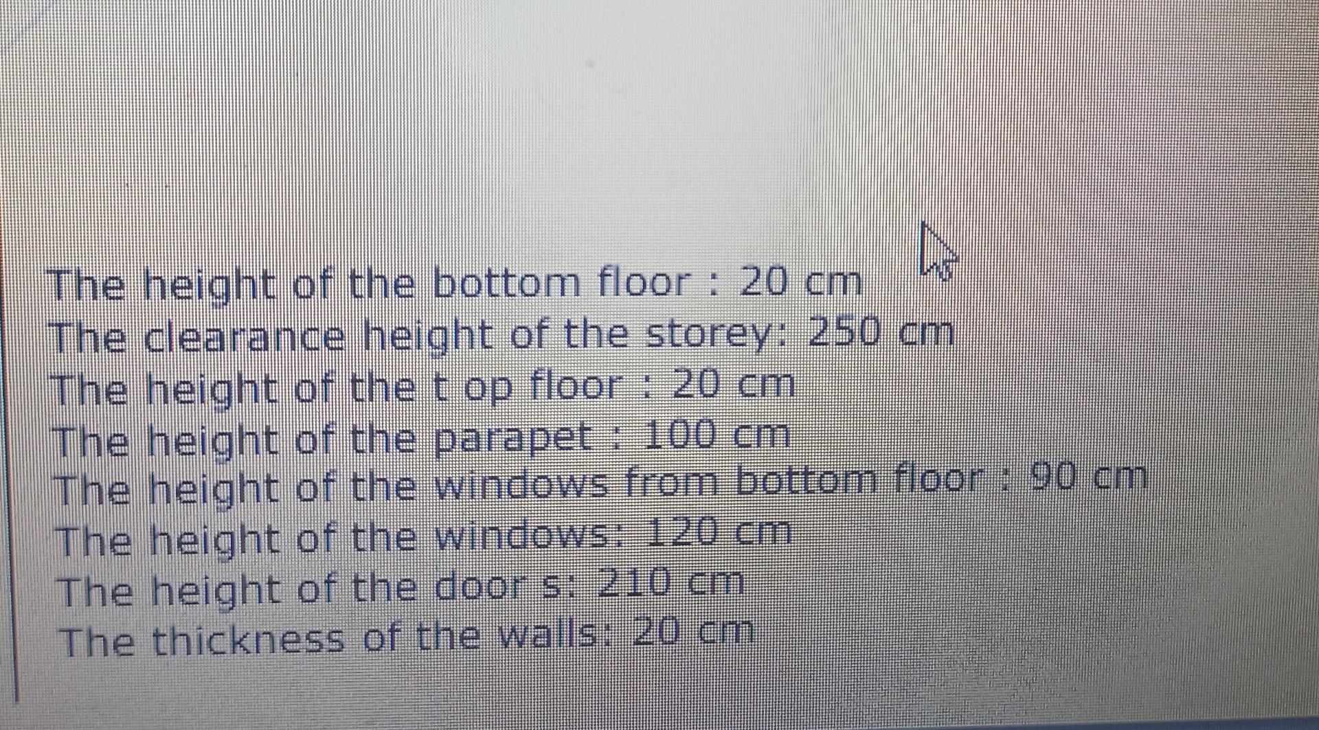 Solved The height of the bottom floor : 20 cm The clearance | Chegg.com