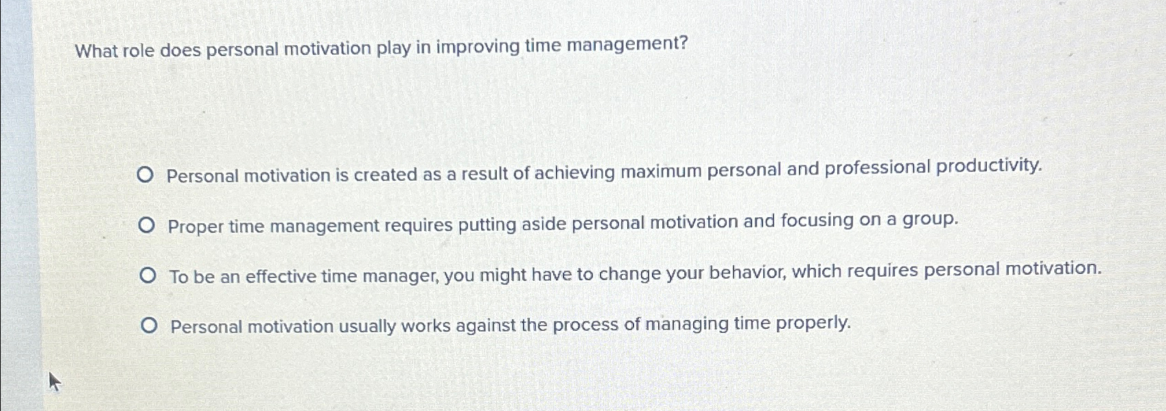 Solved What role does personal motivation play in improving | Chegg.com