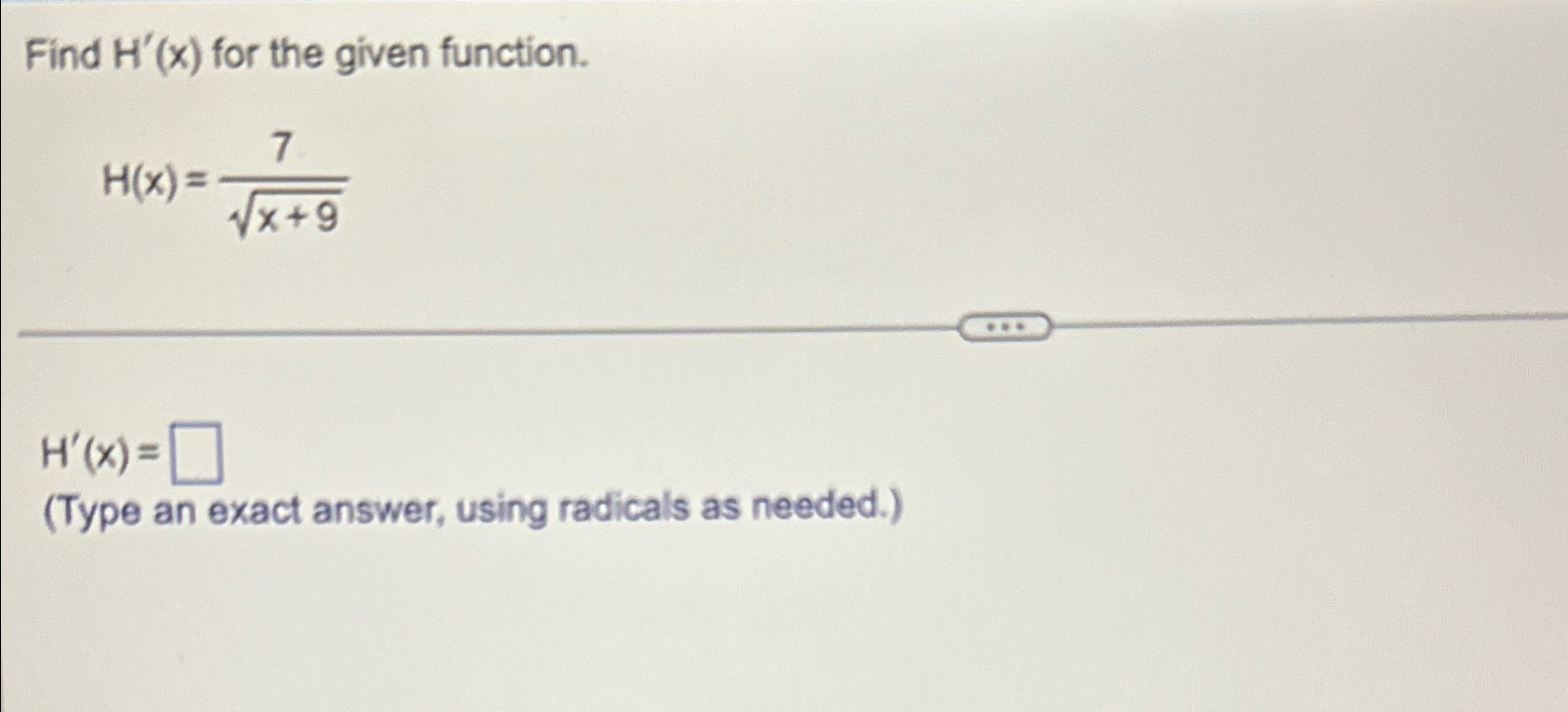 Solved Find H'(x) for the given | Chegg.com Solved Find H'(x) for the given | Chegg.com
