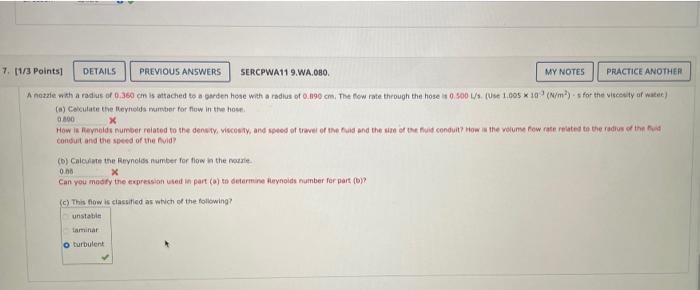 Solved (a) Cakulate the Nevredda narnter for fiew in the | Chegg.com
