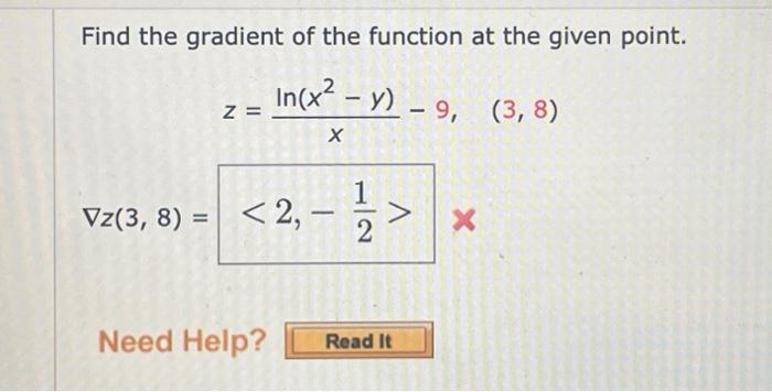 Solved Find the gradient of the function at the given point. | Chegg.com