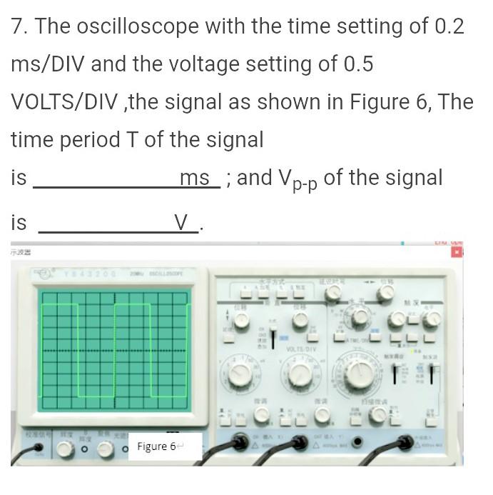 Solved 7. The oscilloscope with the time setting of 0.2 | Chegg.com