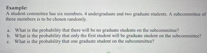 Solved Example: A student committee has six members. 4 | Chegg.com