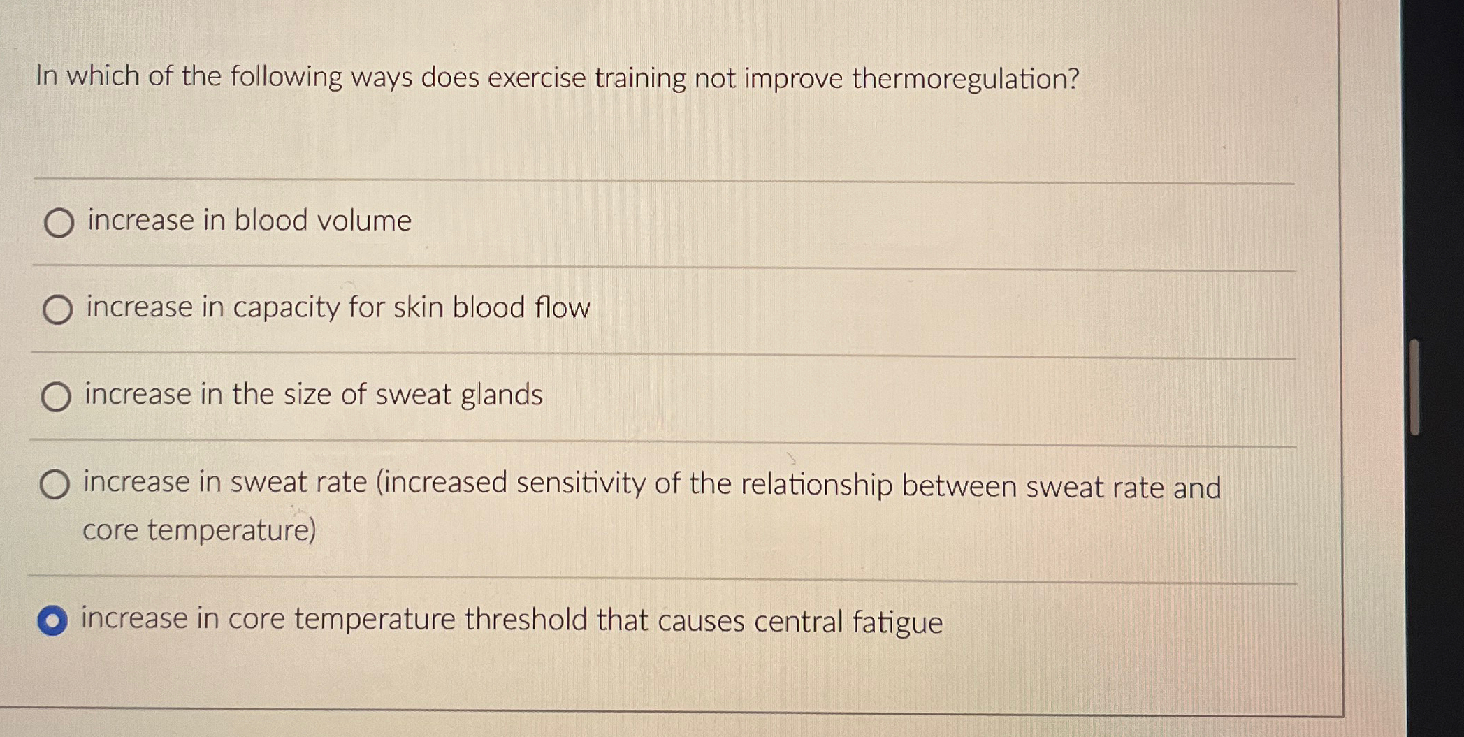 Solved In which of the following ways does exercise training | Chegg.com