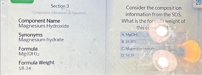 Solved Section 3 Composition, Information on Ingredients | Chegg.com
