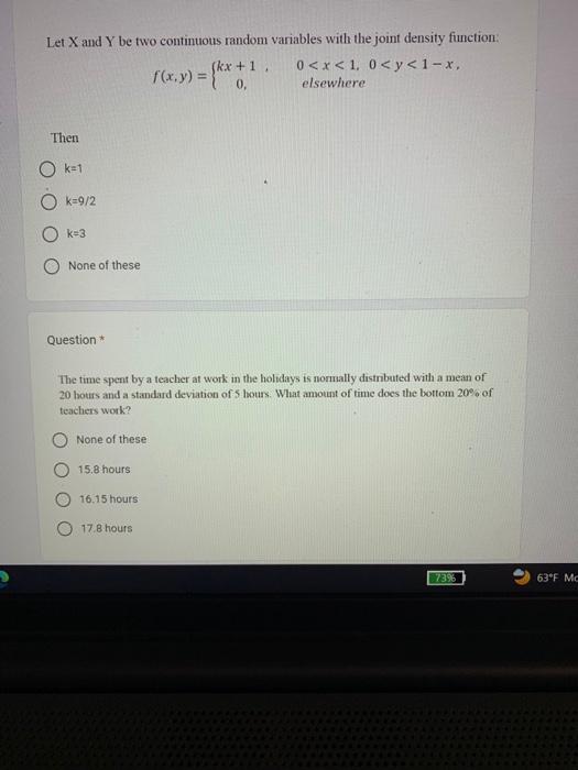 Solved Let X and Y be two continuous random variables with | Chegg.com