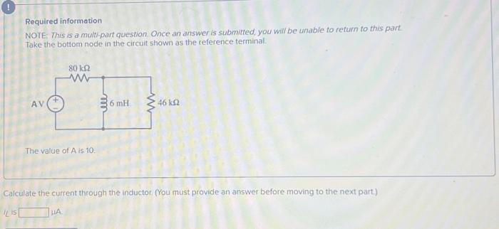 Solved Required information NOTE: This is a mult-part | Chegg.com