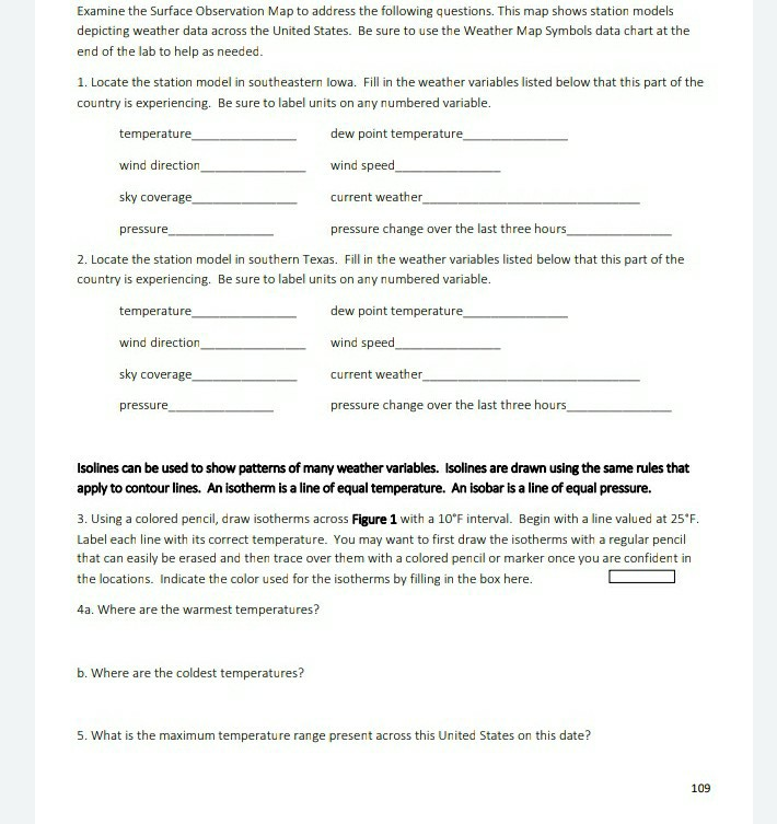 Solved: Examine The Surface Observation Map To Address The... | Chegg.com