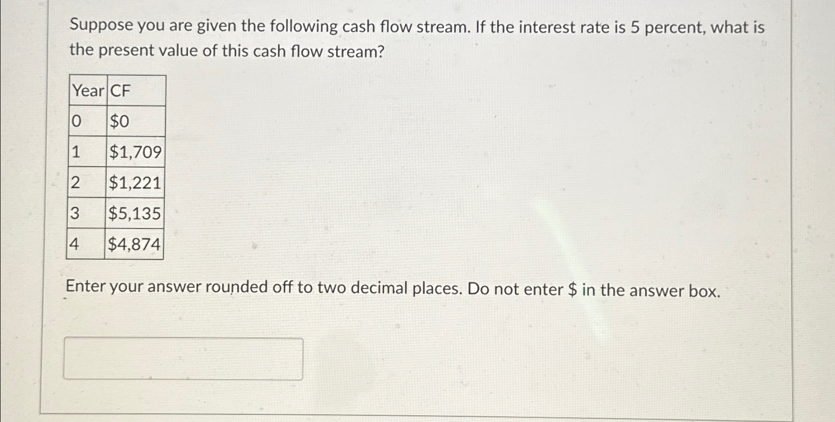 Solved Suppose you are given the following cash flow stream. | Chegg.com