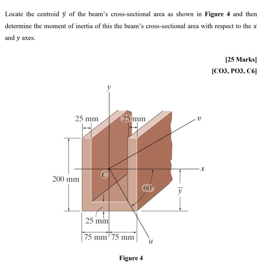 Solved Locate the centroid yˉ of the beam's cross-sectional | Chegg.com