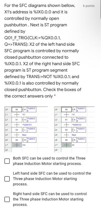 Solved 6 points For the SFC diagrams shown bellow, X1's | Chegg.com