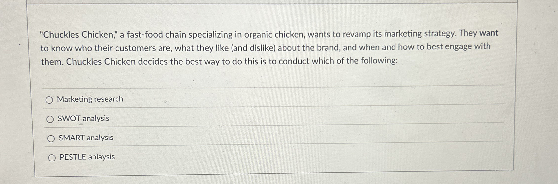 Solved "Chuckles Chicken," a fast-food chain specializing in | Chegg.com