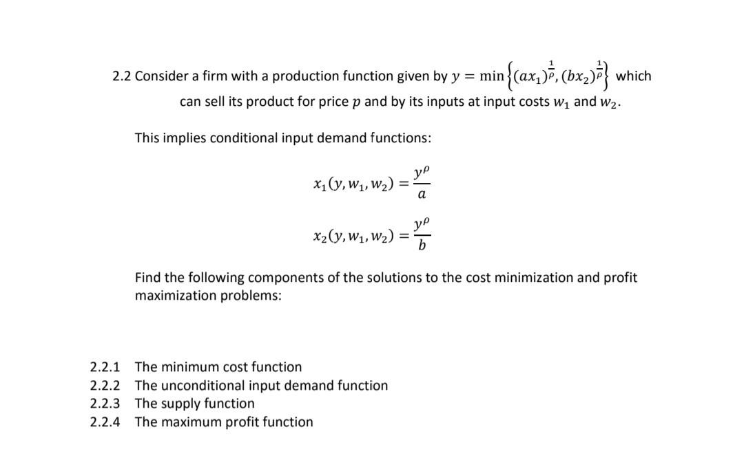 Solved 2.2 Consider a firm with a production function given | Chegg.com