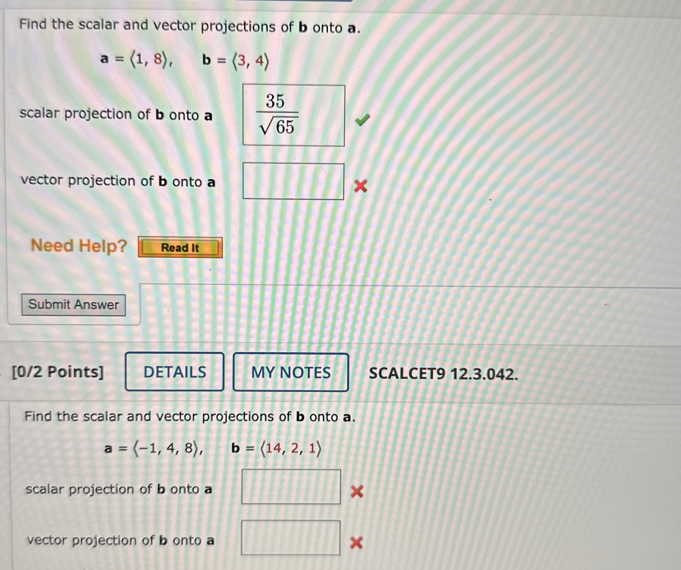 Solved Find the scalar and vector projections of b ﻿onto | Chegg.com