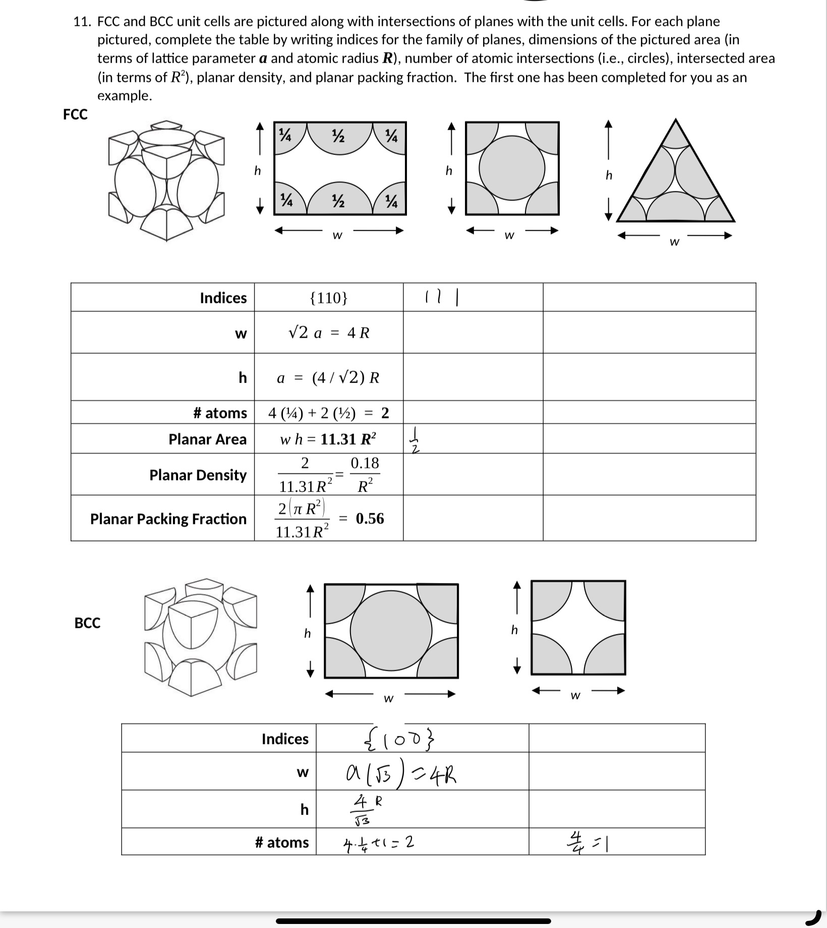 [Solved]: FCC and BCC unit cells are pictured along with int
