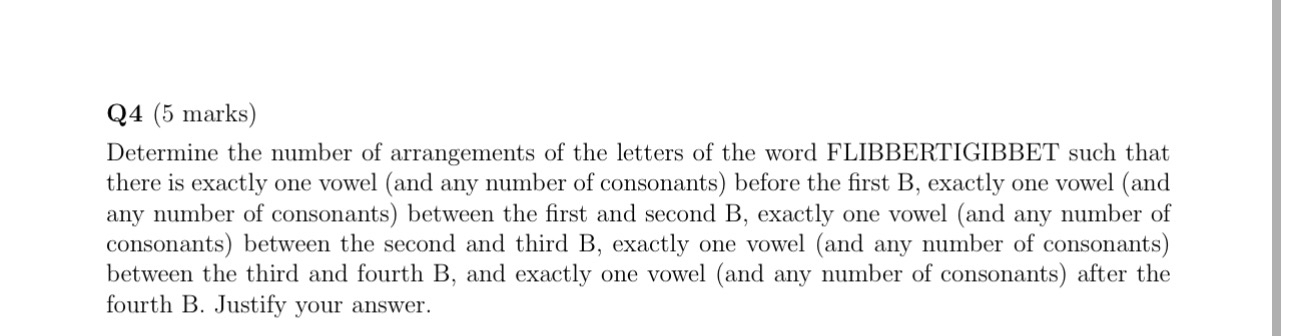 Solved Q4 (5 ﻿marks)Determine the number of arrangements of | Chegg.com