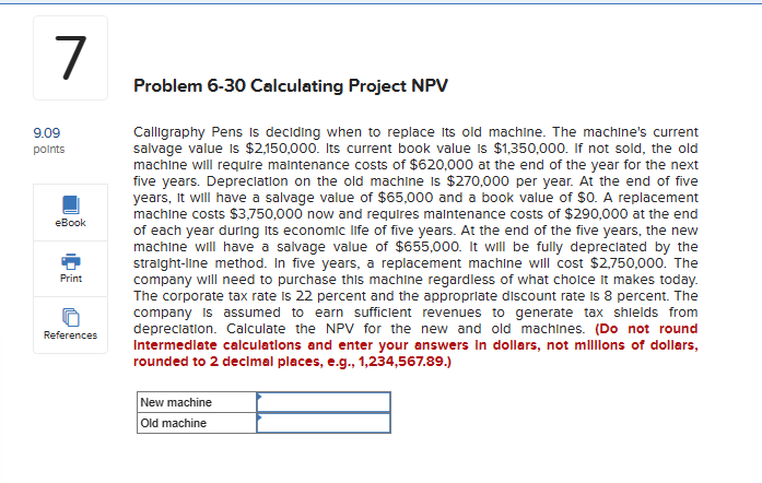 Solved Problem 6-30 ﻿Calculating Project | Chegg.com