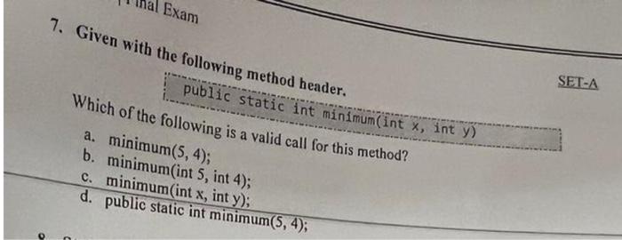 Solved 7. Given with the following method header. public | Chegg.com