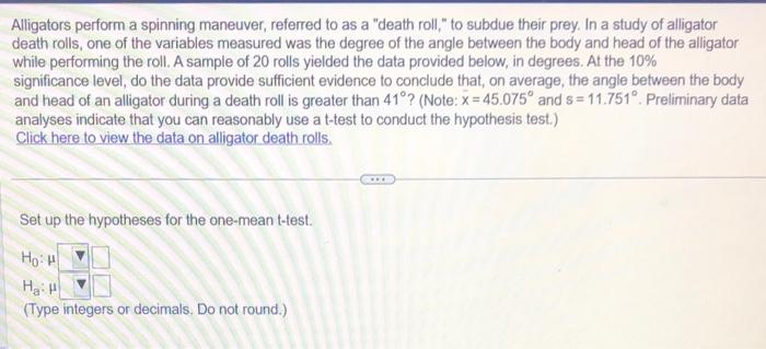 Solved Alligators perform a spinning maneuver, referred to | Chegg.com