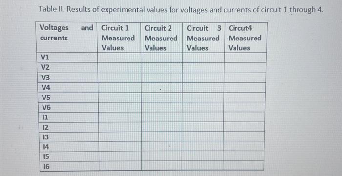 1. For the entire experiment resistor values fill out | Chegg.com