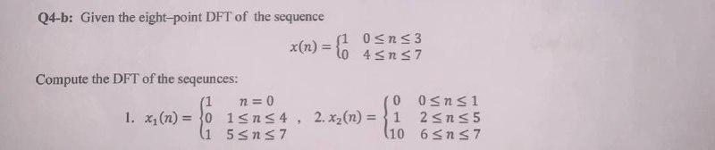 Solved Q4-b: Given the eight-point DFT of the sequence 11 0 | Chegg.com