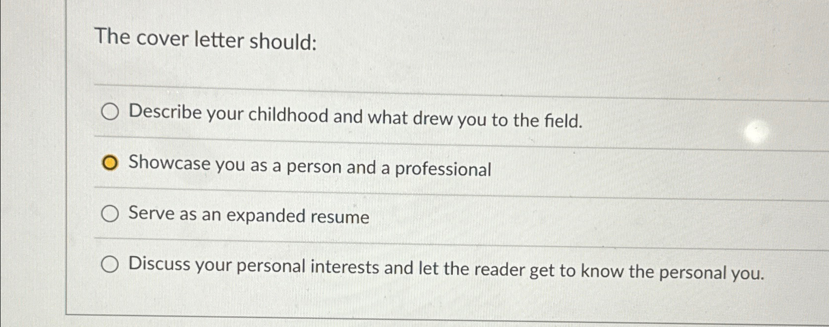 Solved The cover letter should:Describe your childhood and | Chegg.com