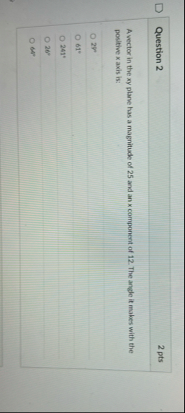 Solved Question 22 ﻿ptsA vector in the xy ﻿plane has a | Chegg.com